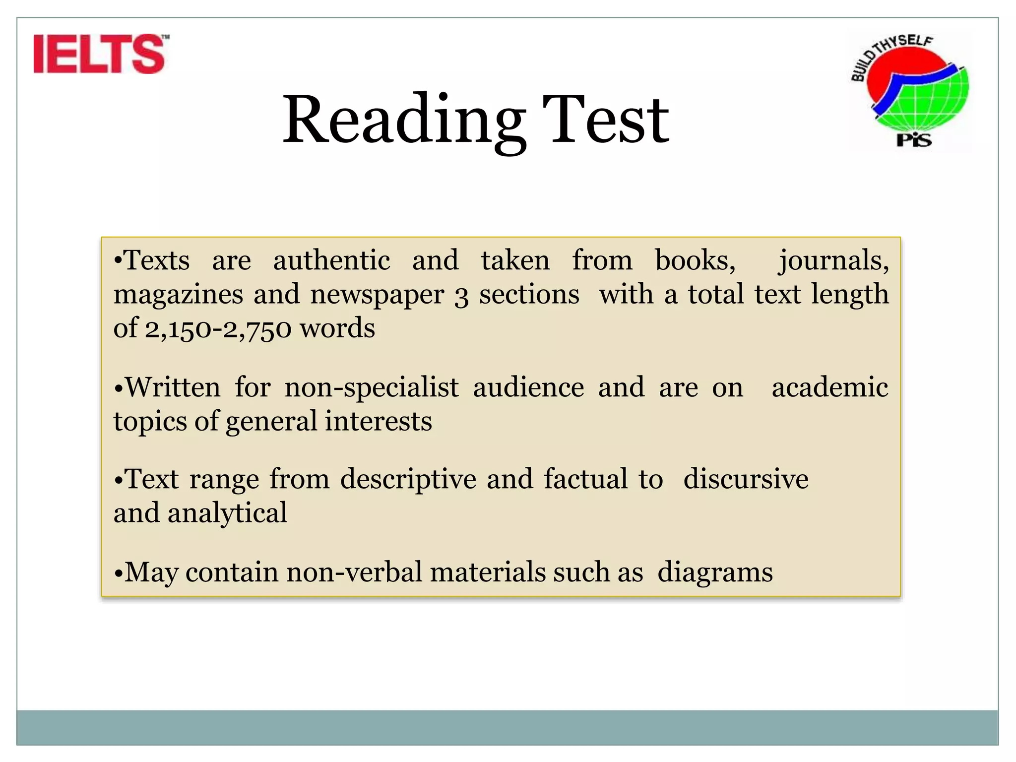 IELTS Exam Structure | PPTX