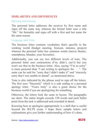 Ielts task 1 how to write an apology letter | PDF