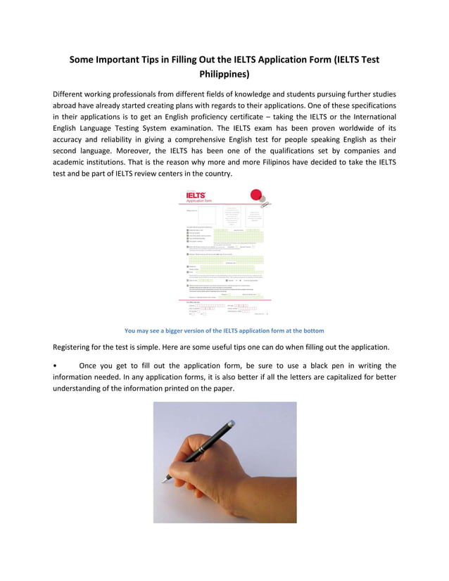 IELTS Test Application Form Tips | PDF | Standardized Testing ...