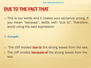 IELTS Training - Misused Phrases in the IELTS Writing/ Speaking | PPTX