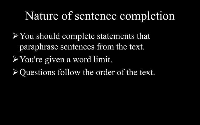 IELTS Reading Sentence completion | PPTX