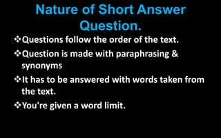 IELTS Reading Short Answer Question | PPTX