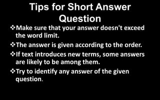 IELTS Reading Short Answer Question | PPTX