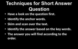 IELTS Reading Short Answer Question | PPTX