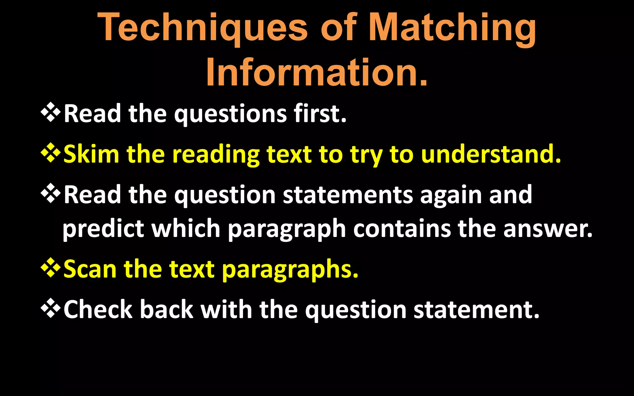 IELTS Reading Matching Information | PPTX