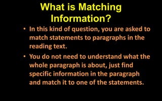 IELTS Reading Matching Information | PPTX