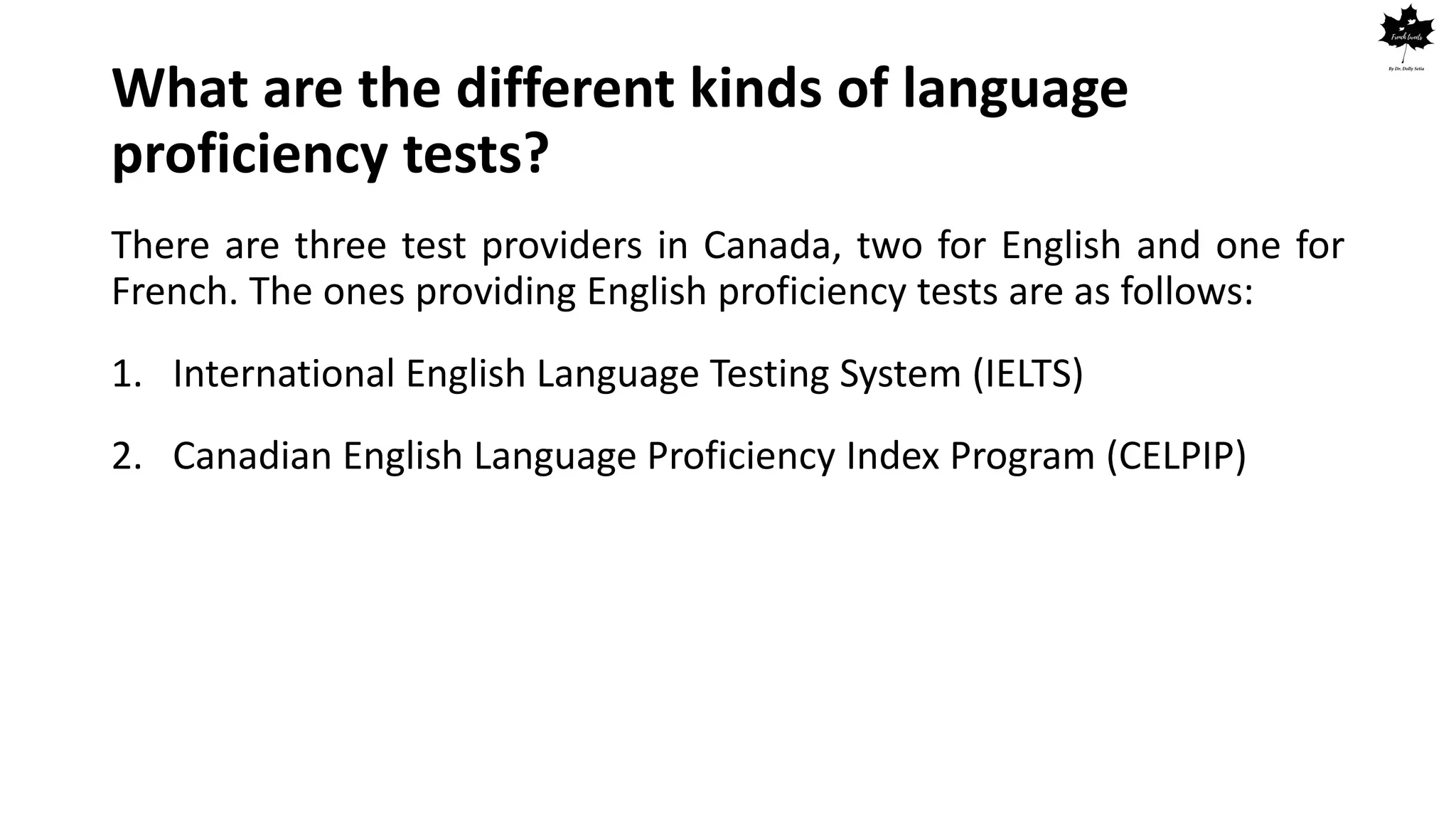 IELTS VS CELPIP - Key Highlights - French tweets | PPT