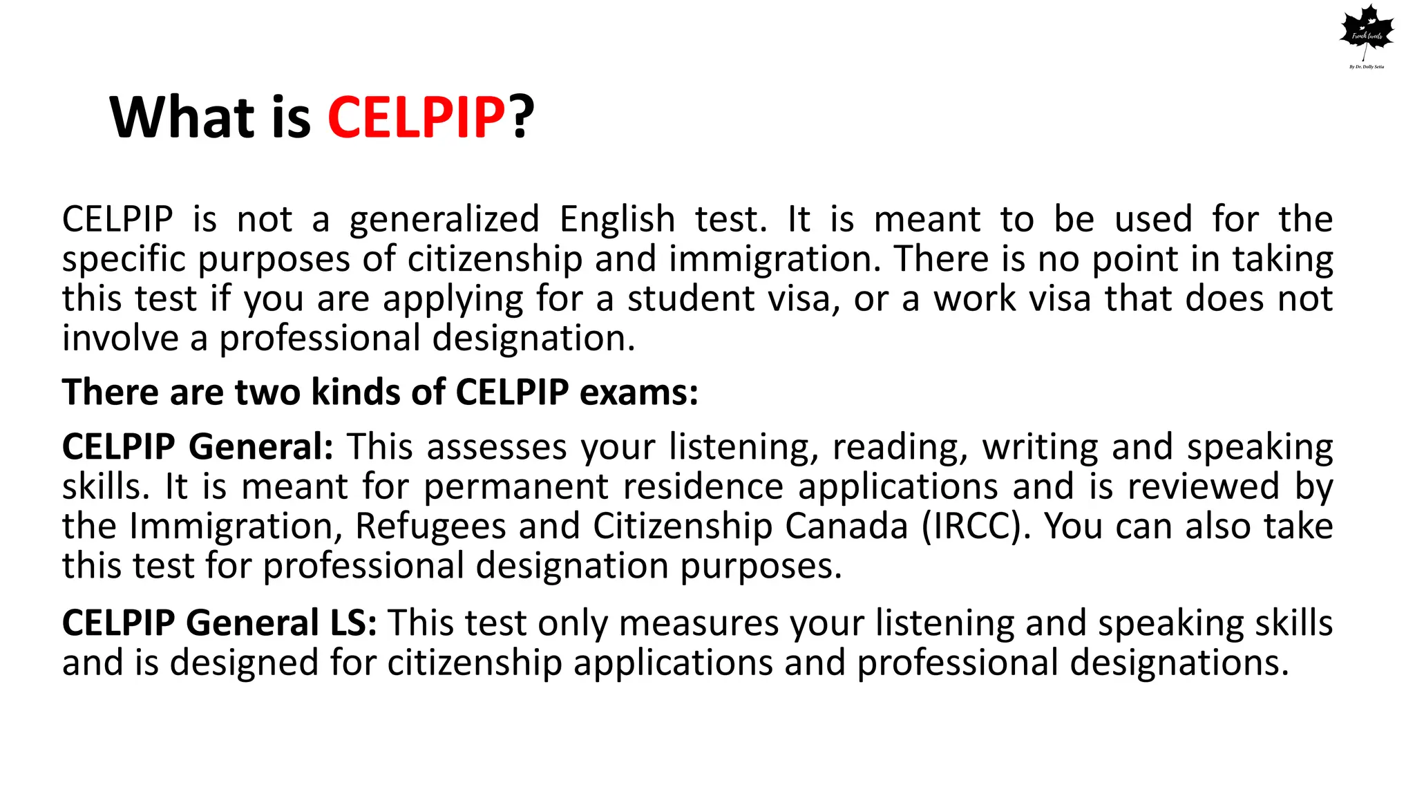 IELTS VS CELPIP - Key Highlights - French tweets | PPT