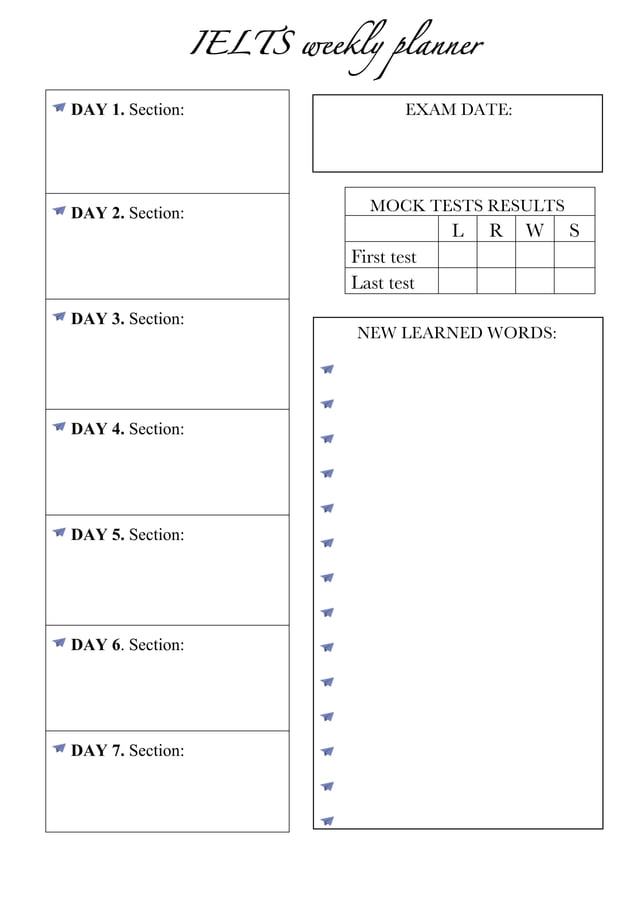 IELTS Weekly Planner | PDF