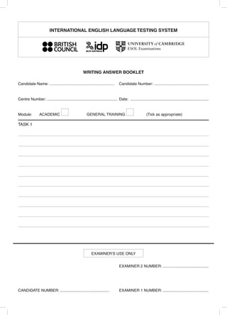 Ielts writing answer sheet | PDF