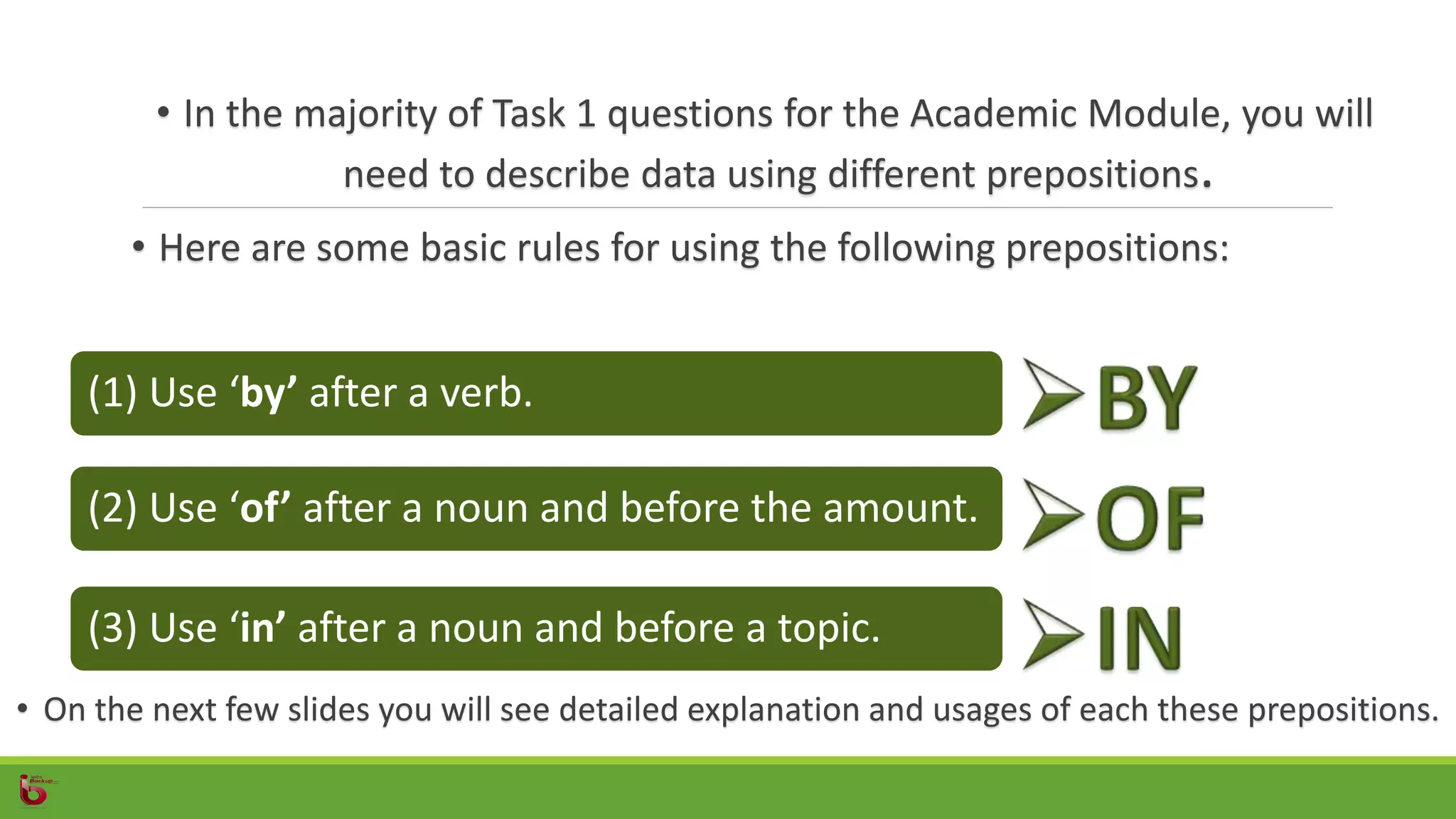 IELTS Writing Task 1 - Prepositions for IELTS Writing Task 1 Graphs | PPTX