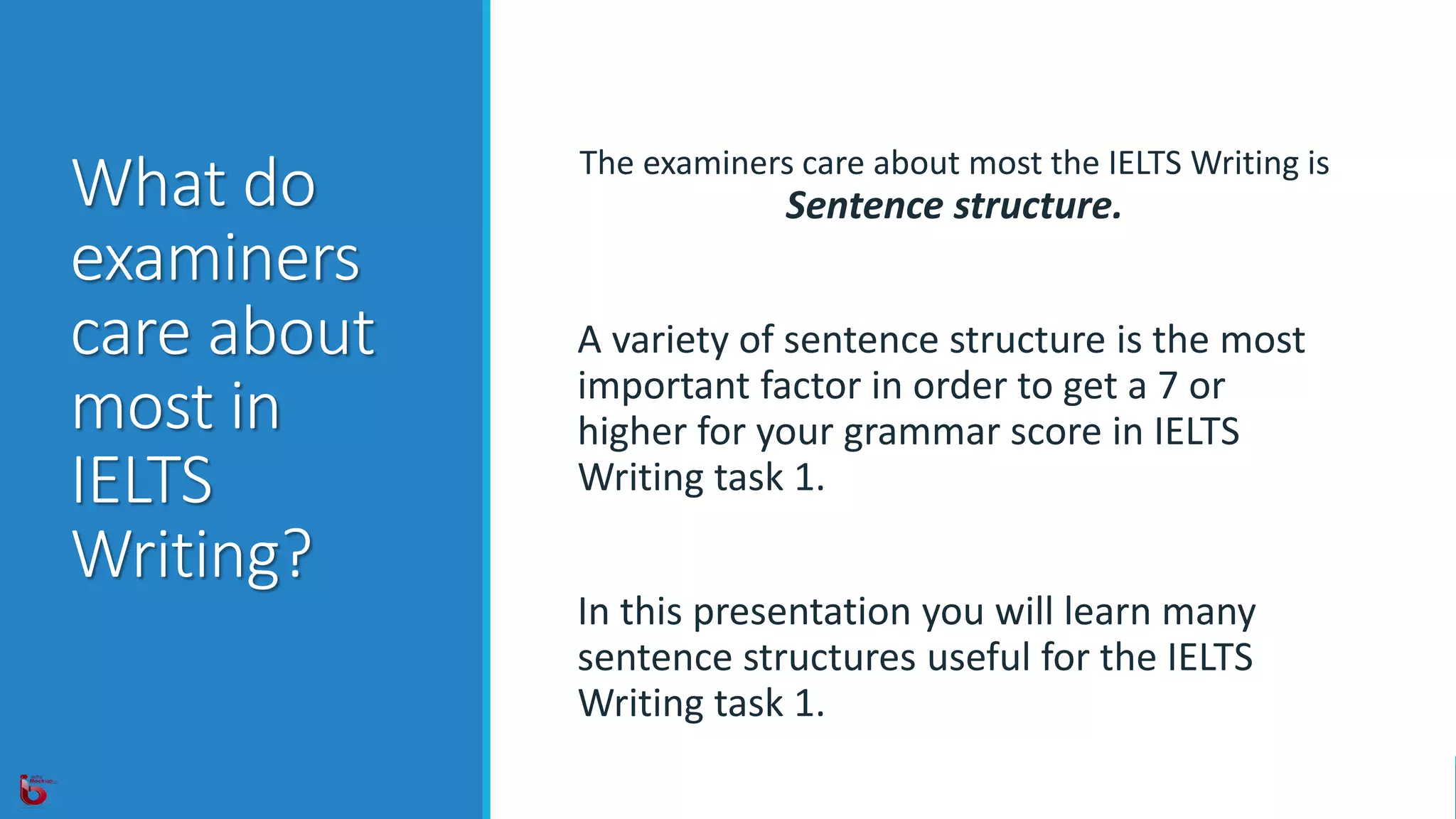 IELTS Writing Task 1 - Useful sentence structures | PPTX
