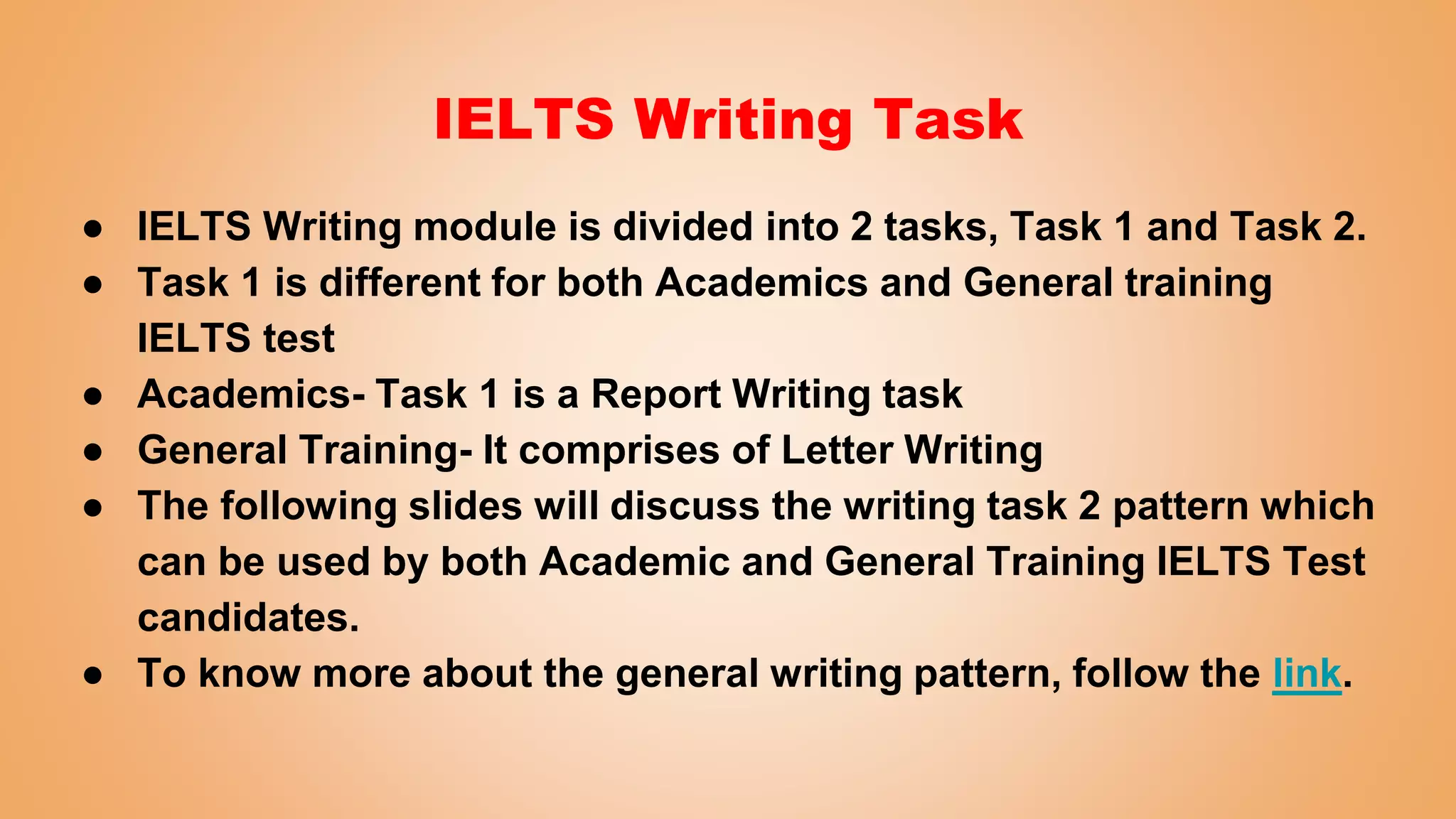 Ielts writing task 2 pattern | PPTX