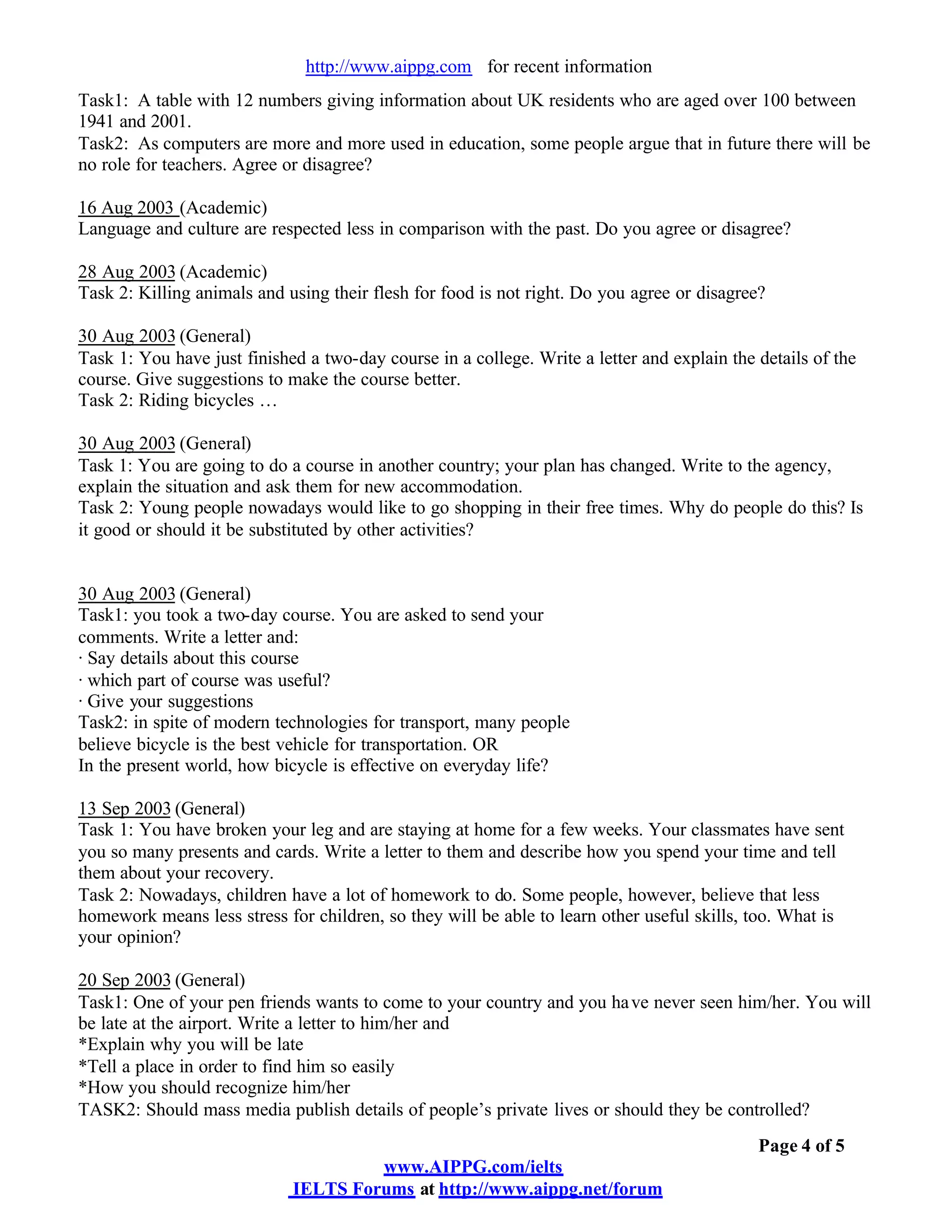 Ielts writing topics | PDF