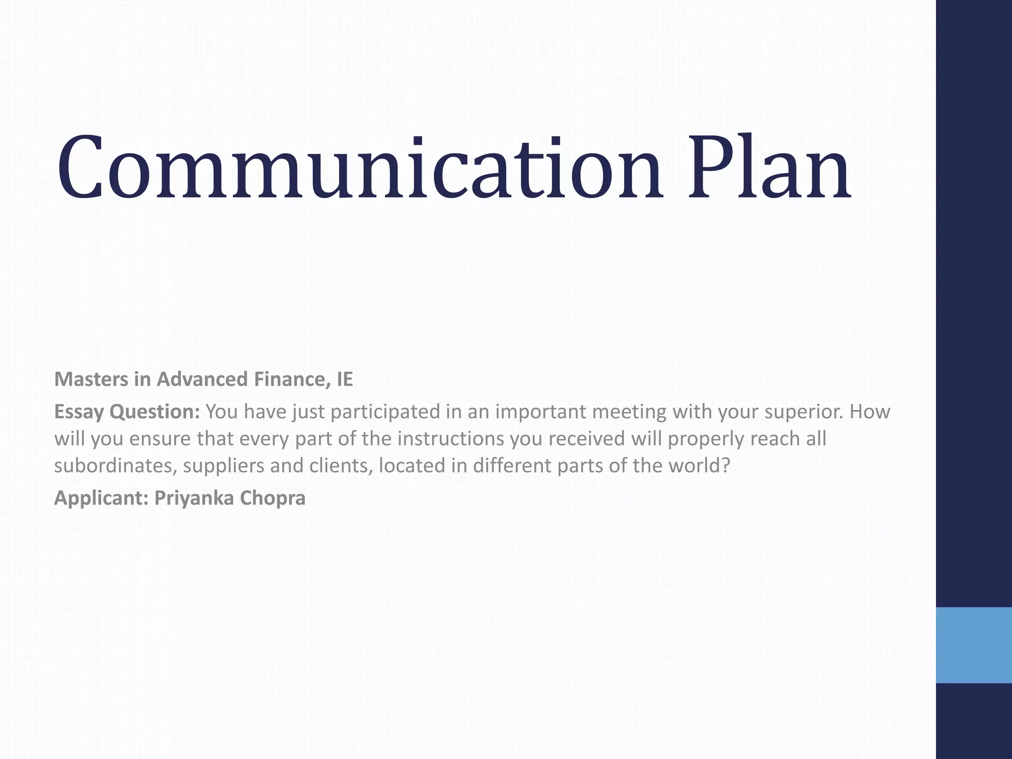 Iemiaf application communicationplan | PPT