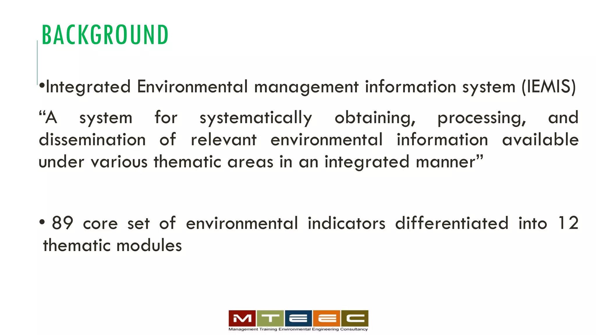 Integrated Environmental Management Information System (IEMIS) | PDF