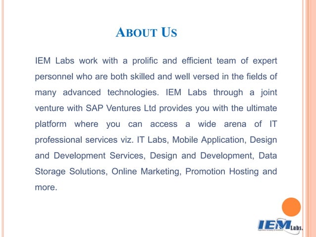 IEM Labs - Go Global. Easier. Faster. | PPT