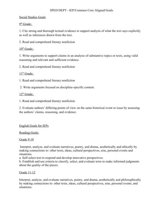 Iep common core goals | DOC