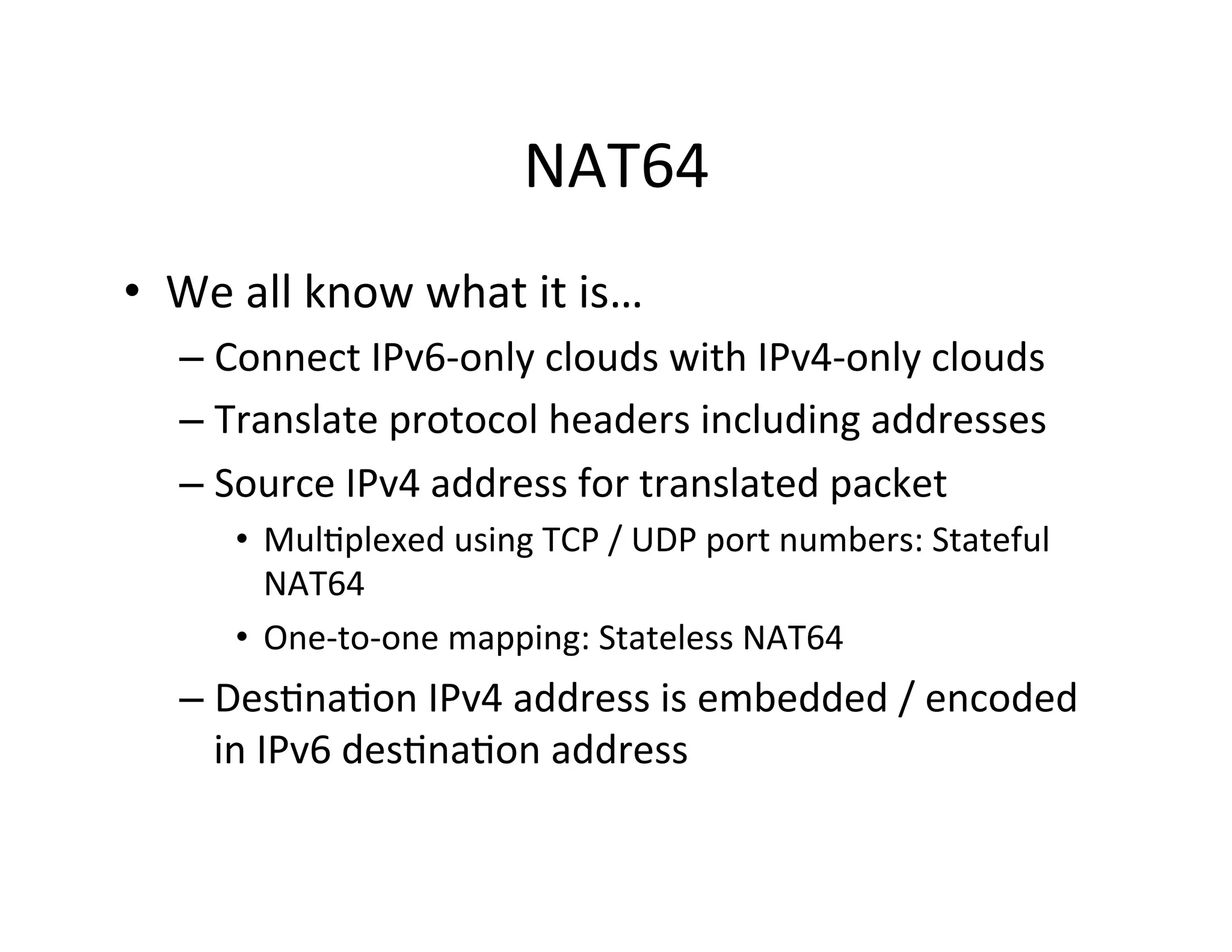 NAT64 en LACNIC 18: Experimentos con NAT64 sin estado | PPT
