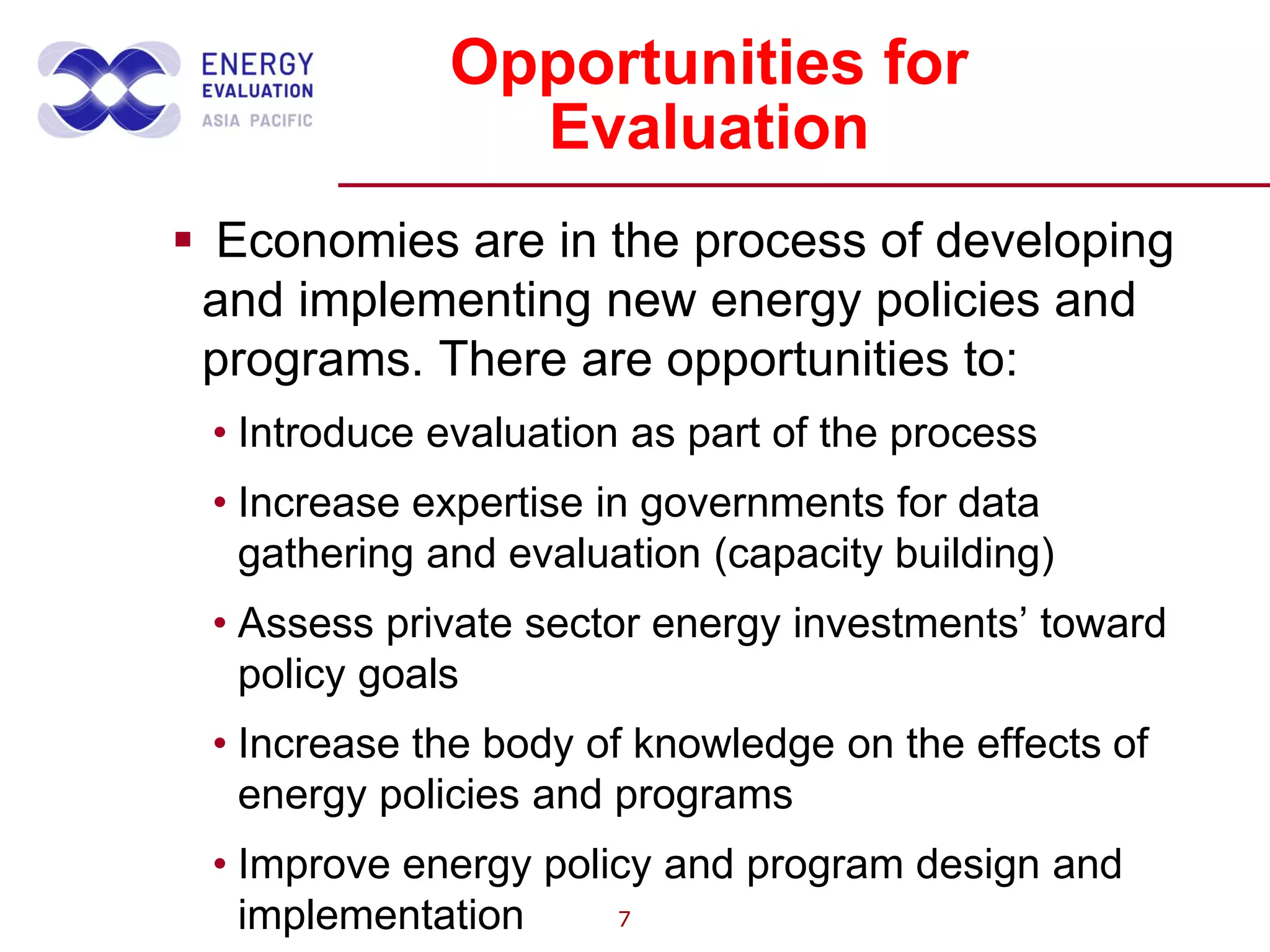 Energy Program and Policy Evaluation Capacity Building In the Asia Pacific | PPT