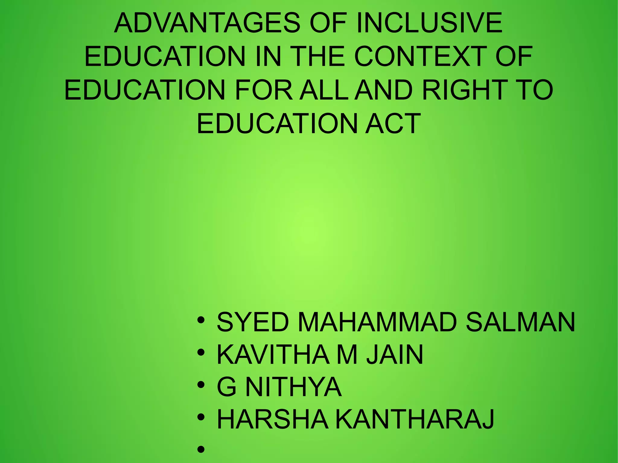 inclusive education & rte | ODP