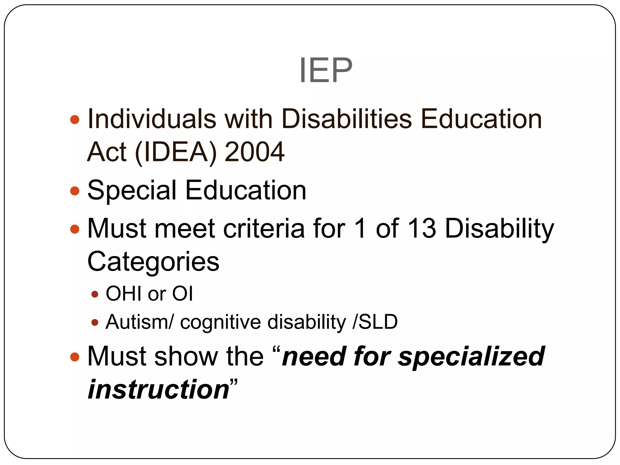 IEP vs 504 For Duchenne Muscular Dystrophy | PPTX