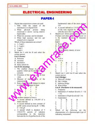 Ies Electrical Engineering Paper 1 2001 Pdf