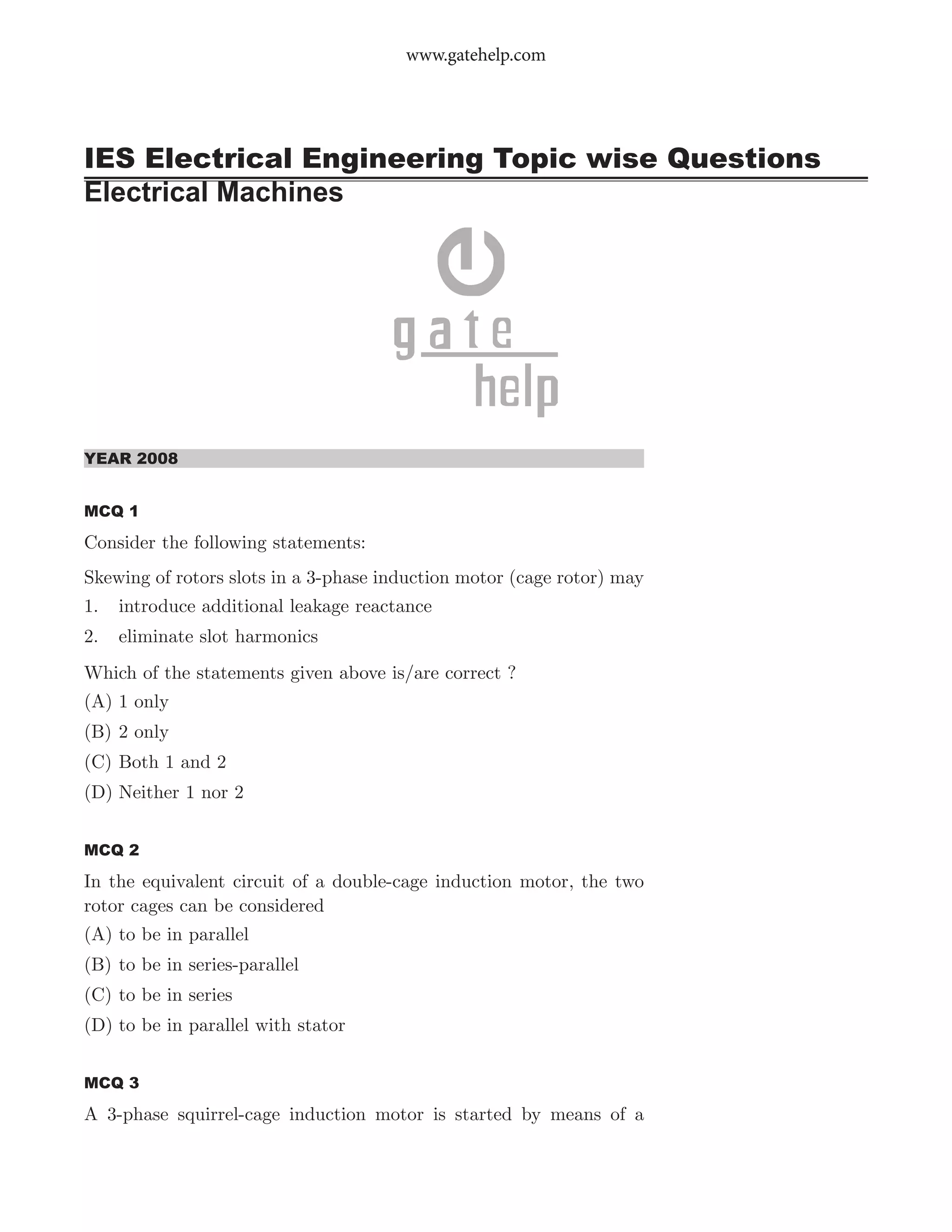 Ies electrical engineering - electrical machines | PDF