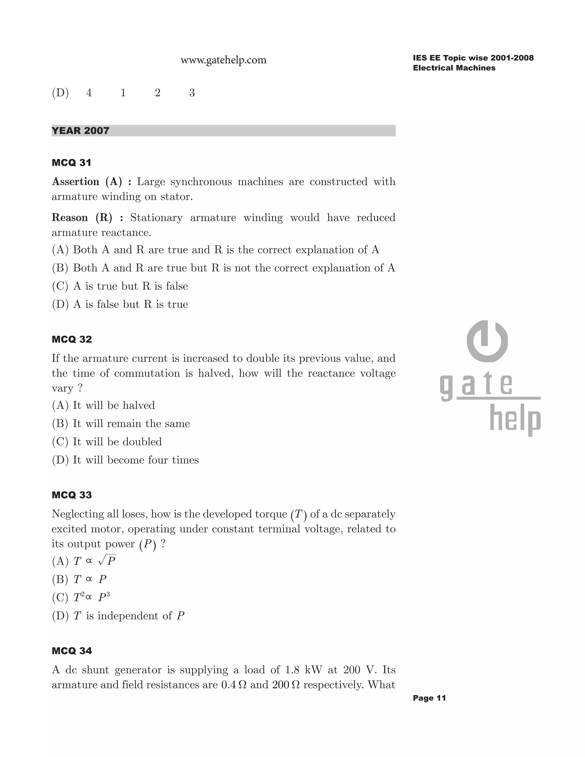 Ies electrical engineering - electrical machines | PDF