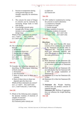 Ies 2013 civil engineering objective paper i solved question paper | PDF