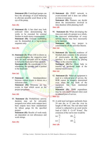 Ies 2013 civil engineering objective paper i solved question paper | PDF