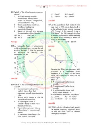 Ies 2013 civil engineering objective paper i solved question paper | PDF
