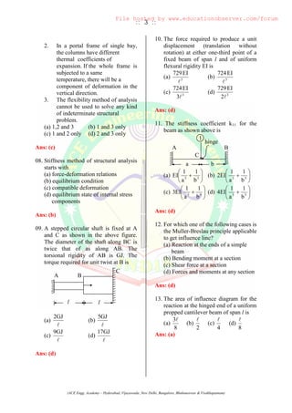 Ies 2013 civil engineering objective paper i solved question paper | PDF