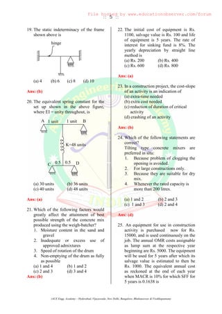 Ies 2013 civil engineering objective paper i solved question paper | PDF