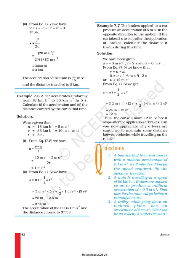 MOTION FOR CLASS 9 NCERT BOOK PDF FOR SELF STUDY | PDF