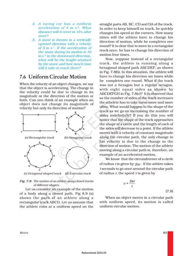 MOTION FOR CLASS 9 NCERT BOOK PDF FOR SELF STUDY | PDF