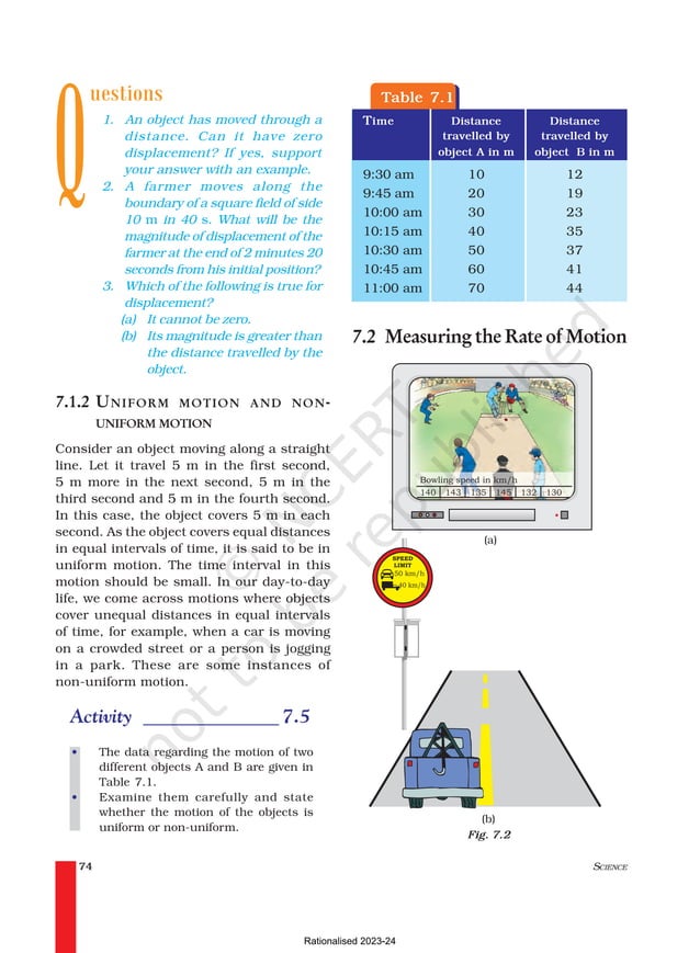 MOTION FOR CLASS 9 NCERT BOOK PDF FOR SELF STUDY | PDF