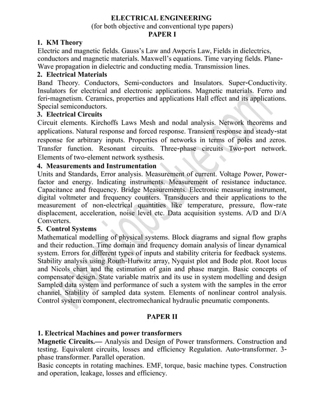 Ies electrical engineering syllabus | PDF