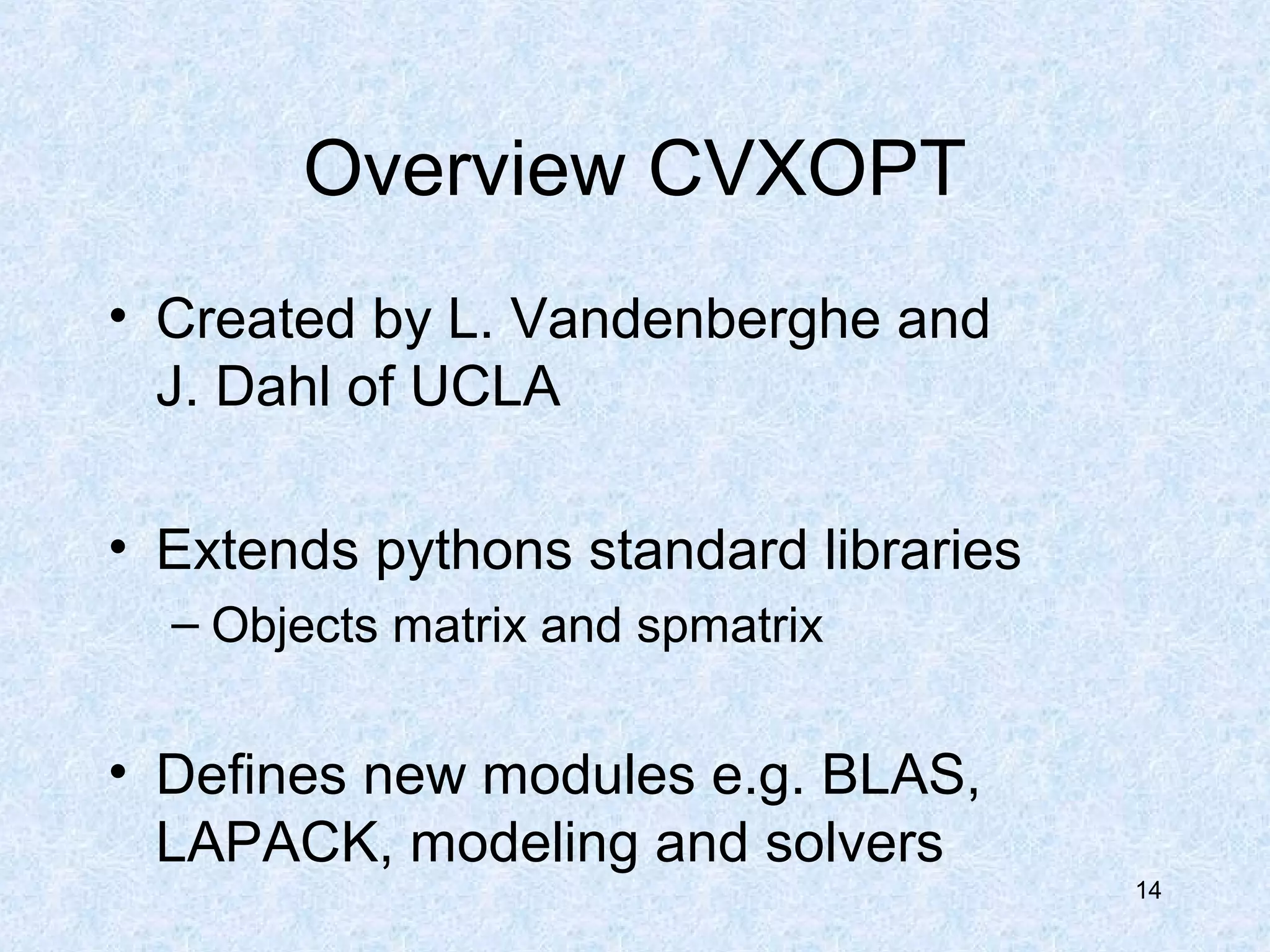Convex Optimization Modelling with CVXOPT | PPT