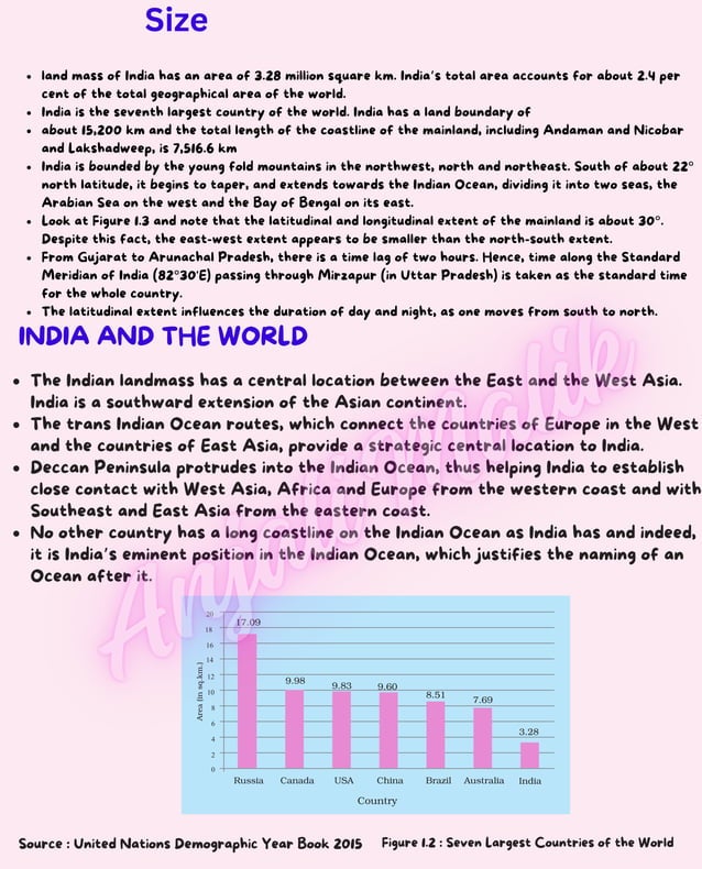 Class 9, Chapter-1 (India:Size & Location) | PDF | Asia Travel | Travel ...