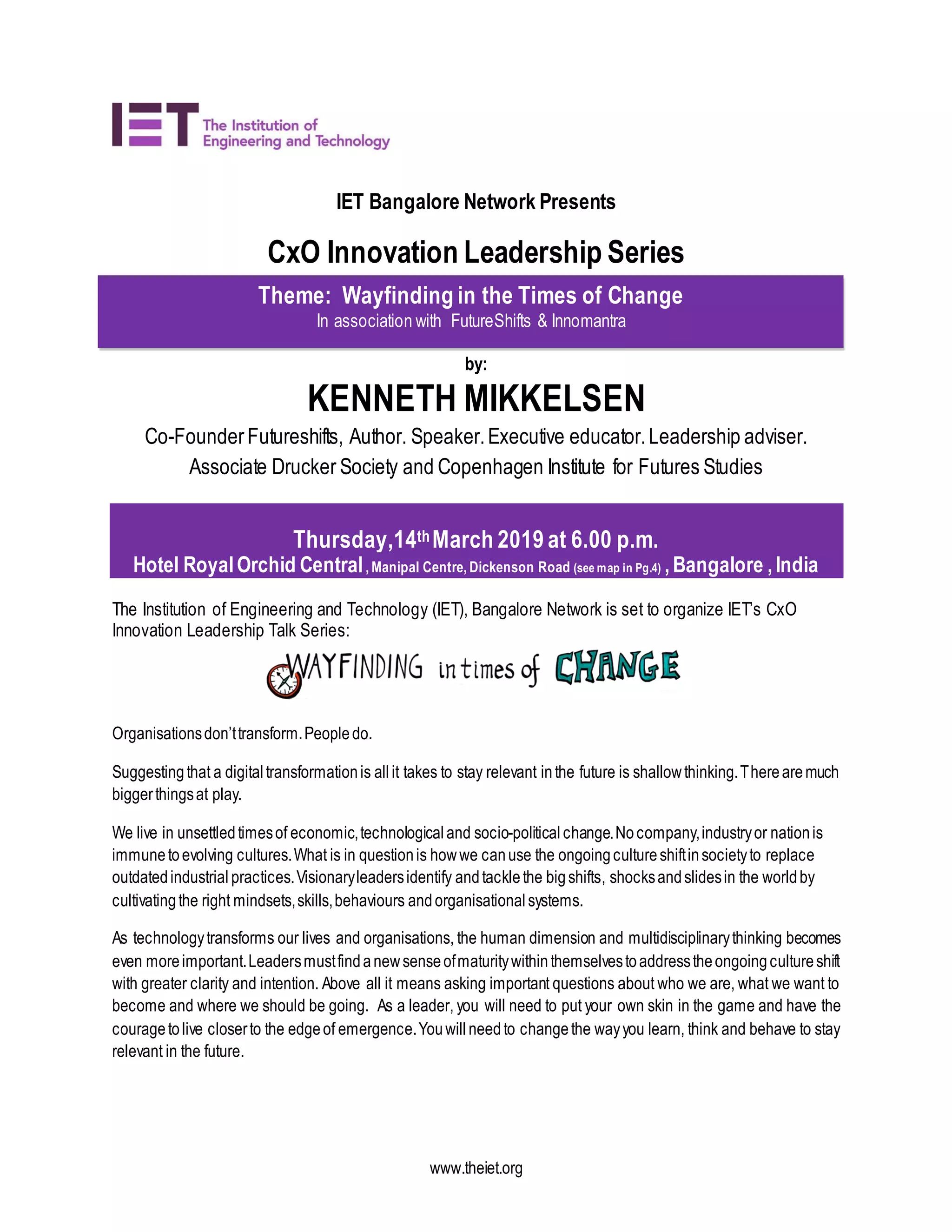 IET Innovation & Technology Leadership Talk - Innomantra | PDF