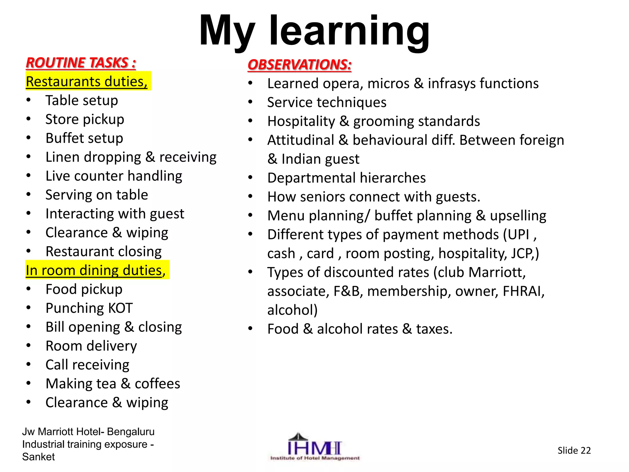 industrial training report JW Marriott BLR.pptx