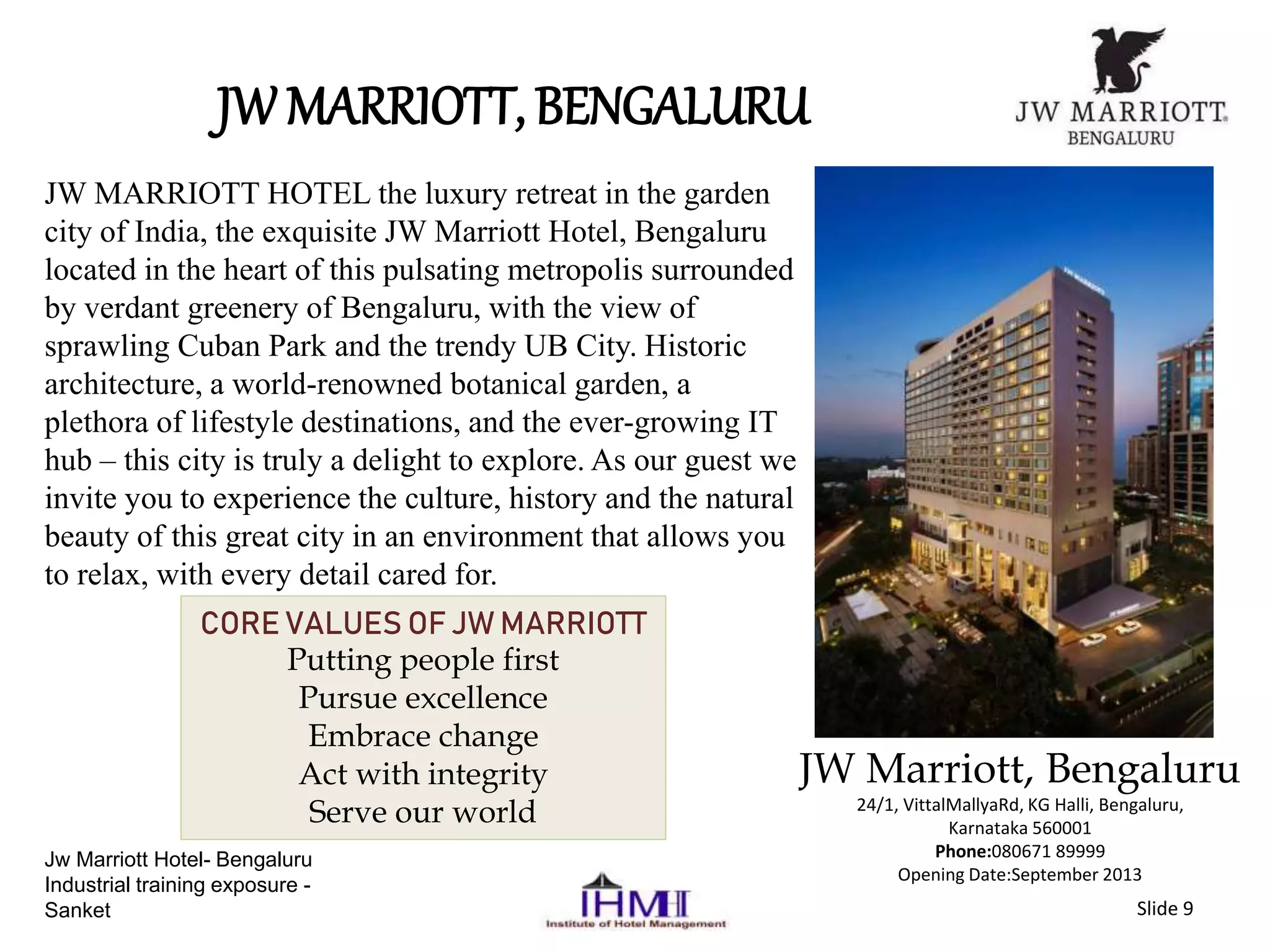 industrial training report JW Marriott BLR.pptx