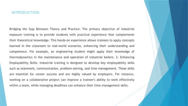 Report ppt on Iet report ppt on industrial exposure training | PPT