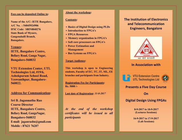 Iete Course On Digital Design Using Fpgas Ppt