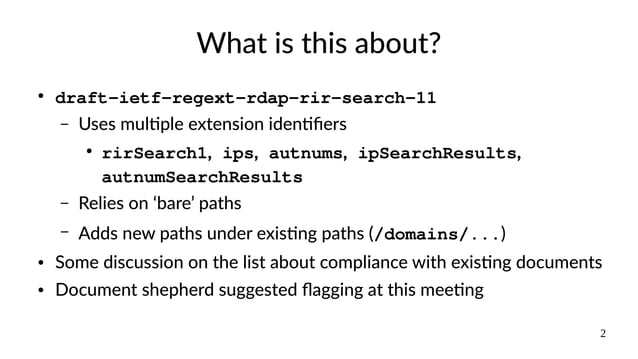 RDAP Extension Identifiers, presented by Tom Harrison at IETF 121 | PDF ...