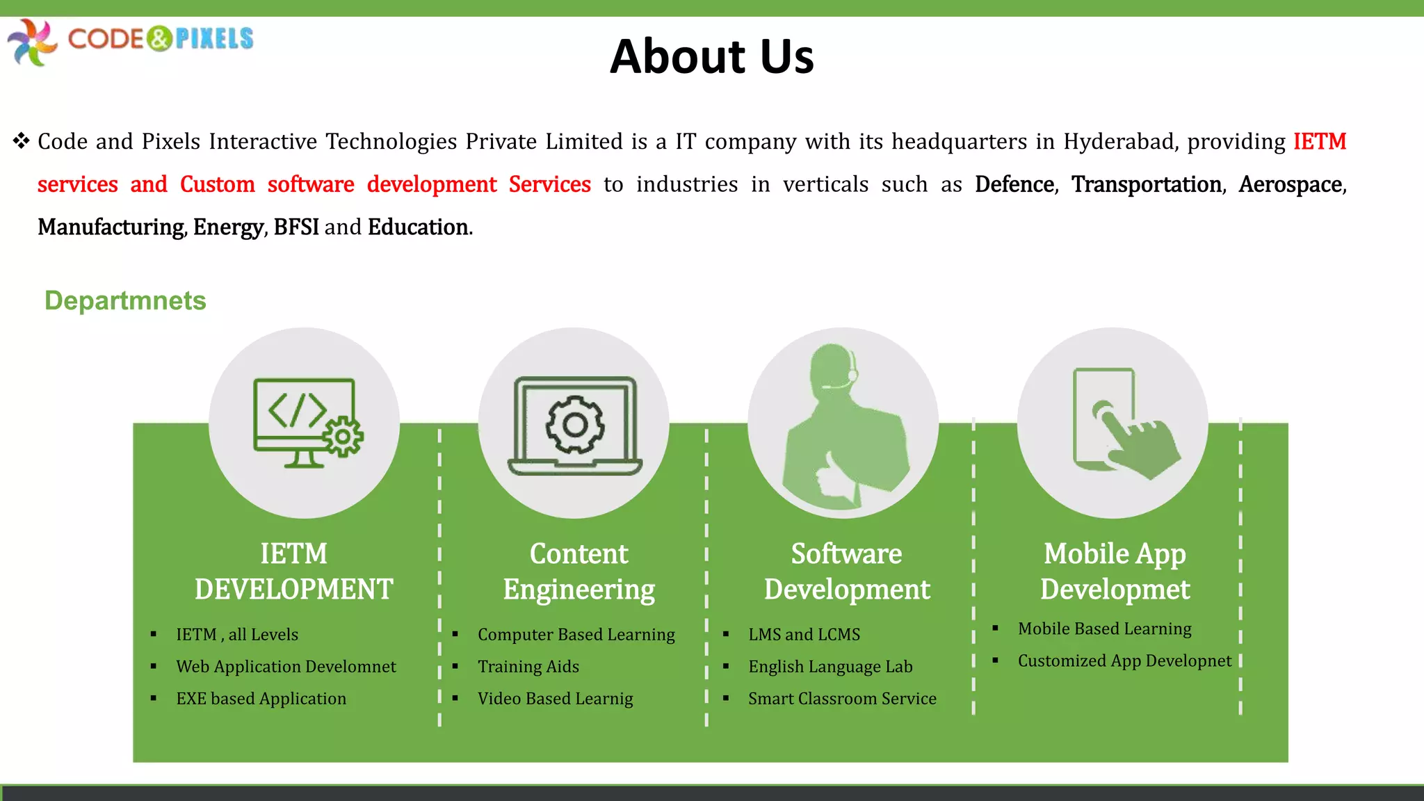 Code and Pixels Interactive Technologies Pvt Ltd IETM IV and S1000D | PPT