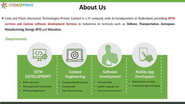 Code and Pixels Interactive Technologies Pvt Ltd IETM IV and S1000D | PPT