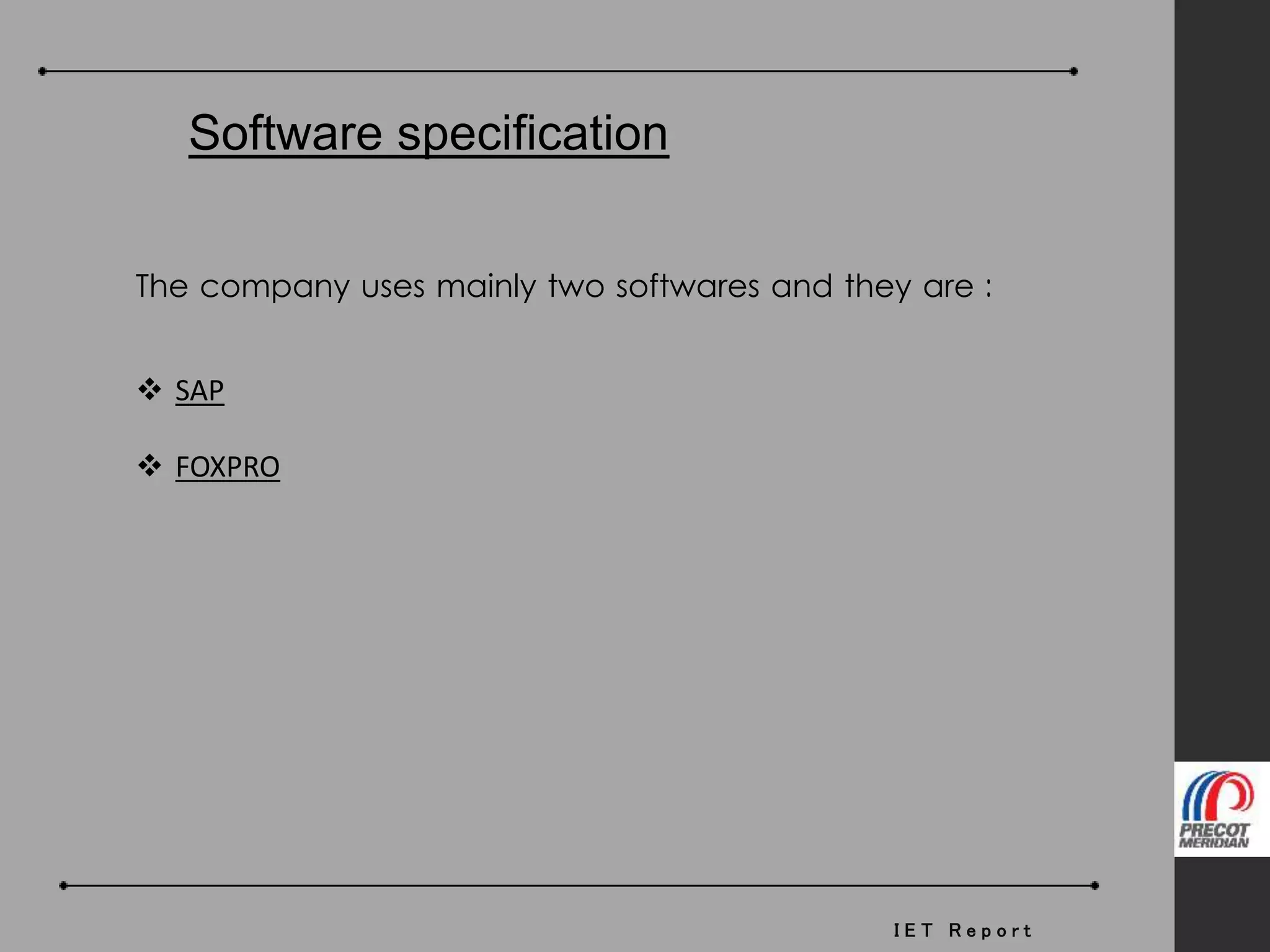 SAP in PRECOT MERIDIAN Ltd. | PPT