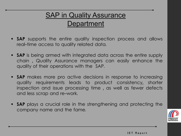SAP in PRECOT MERIDIAN Ltd. | PPT
